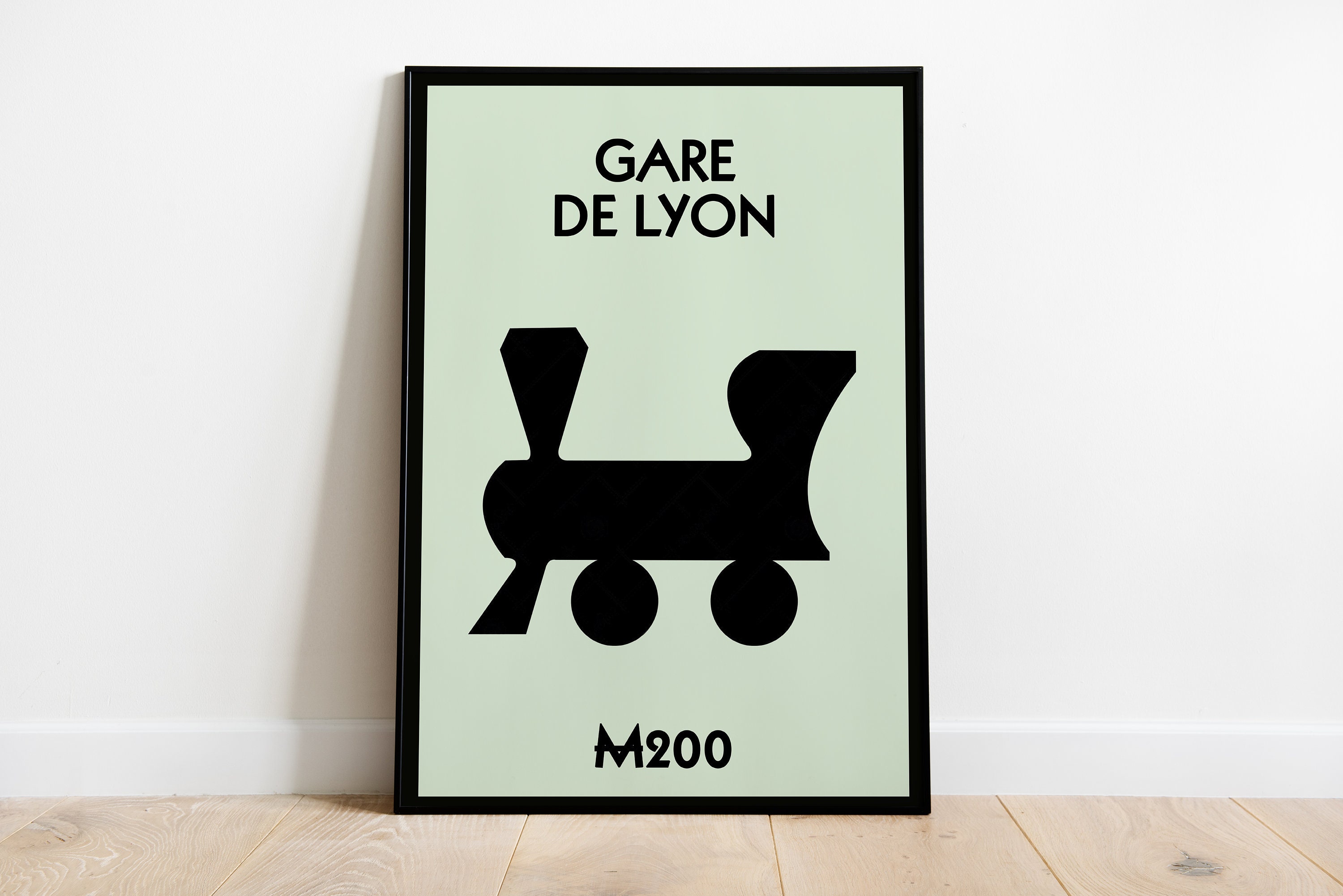 SET OF 4 Monopoly Train Station, French Monopoly Print Minimalistic I ...