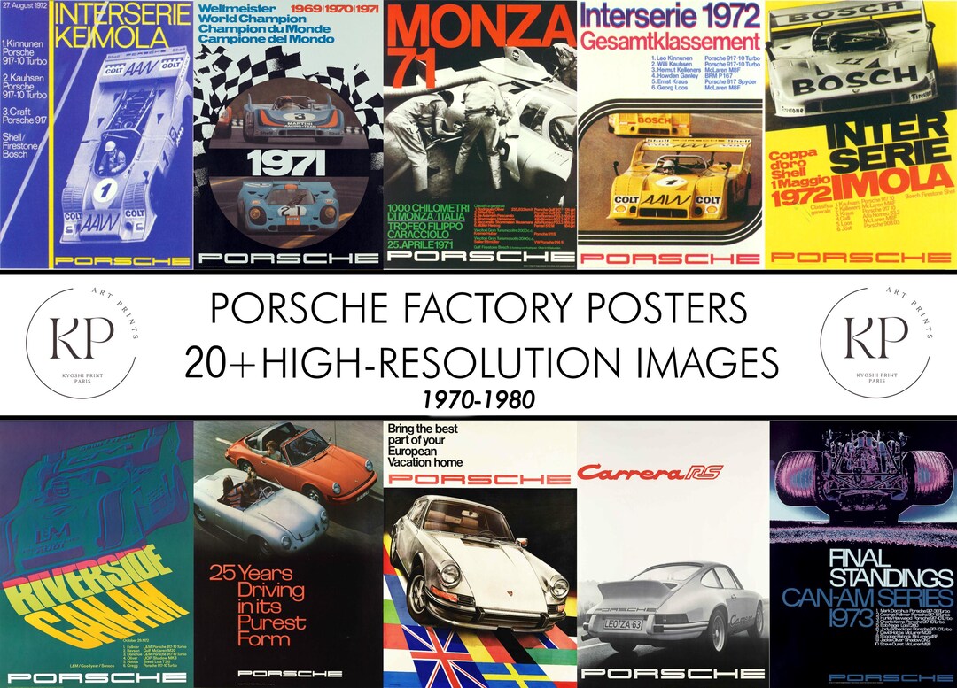 20 Porsche Vintage Poster factory Posters Collection I High Resolution ...