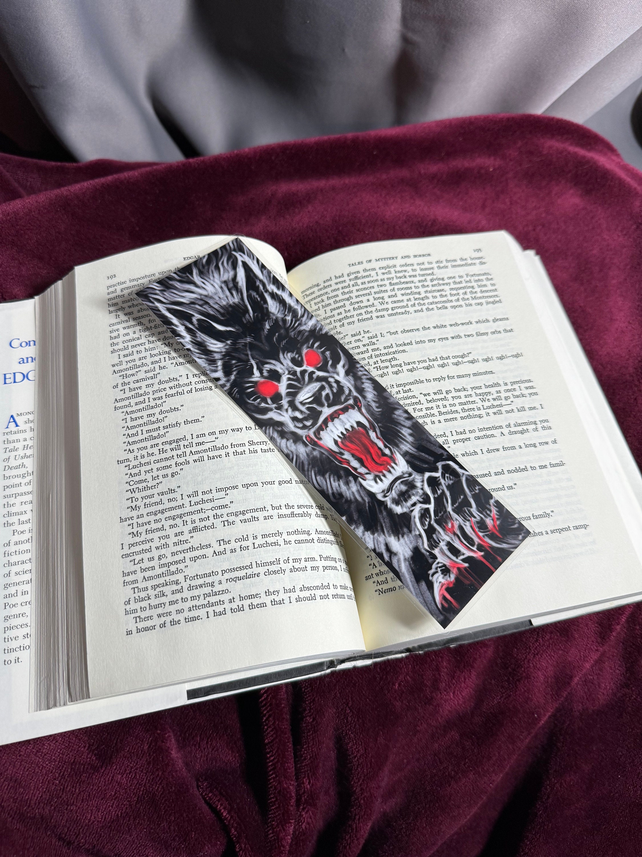 Werewolf Portrait Bookmark - Gothic Horror Lycanthrope Bookmark, Jumbo ...