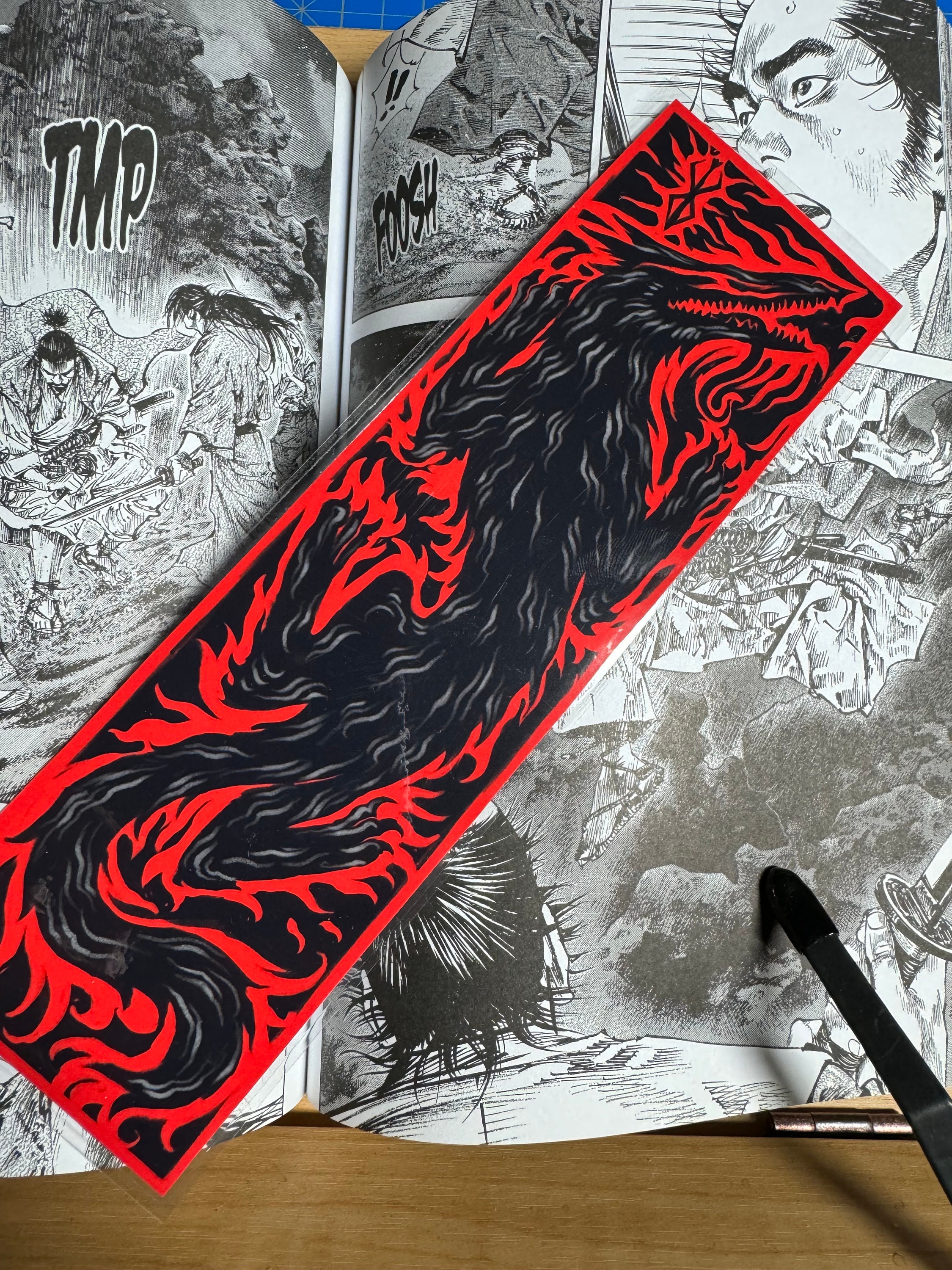 Beast of Darkness Bookmark Fiery Wolf Bookmark, Jumbo Laminated ...