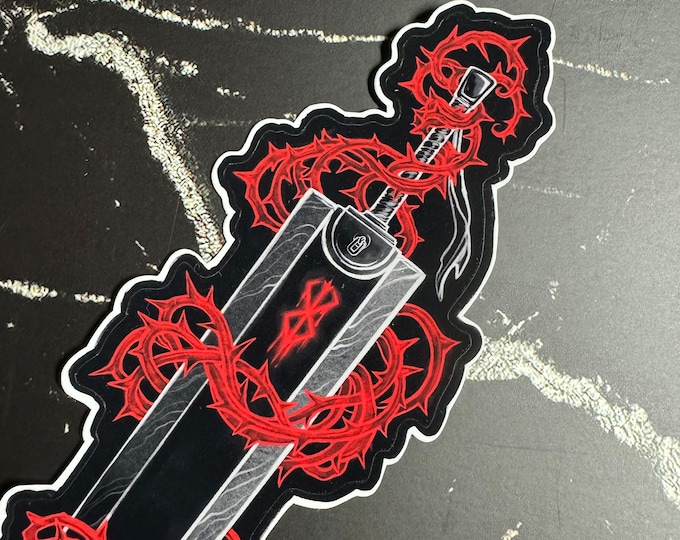 Dragonslayer Sword Sticker, Guts’ Sword Waterproof Vinyl Sticker, Dark ...