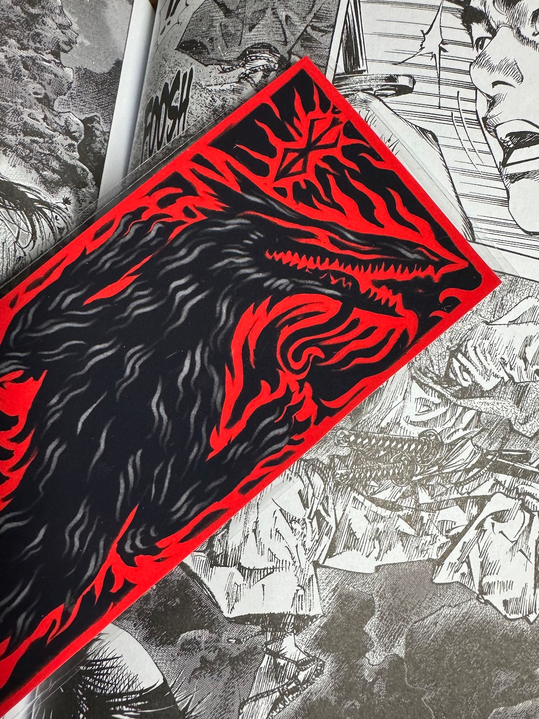 Beast of Darkness Bookmark - Fiery Wolf Bookmark, Jumbo Laminated ...