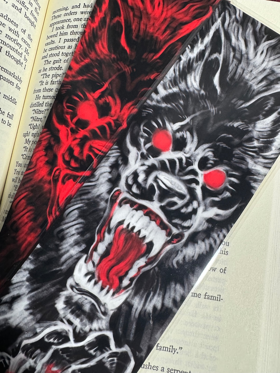 Werewolf Portrait Bookmark - Gothic Horror Lycanthrope Bookmark, Jumbo ...