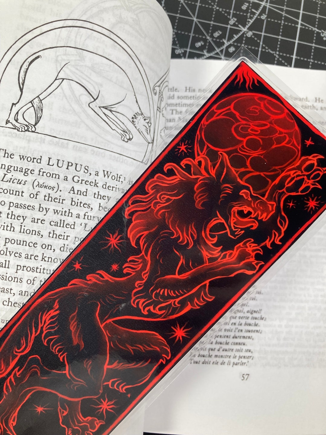 Werewolf Bookmark, Collectible Laminated Art Bookmark, Horror Fan Gift ...