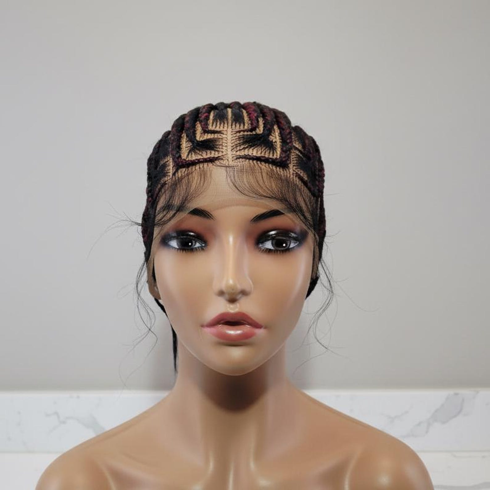 Braided Bun Wig. Ghana Cornrow Braids. Full Lace With Baby Hair - Etsy