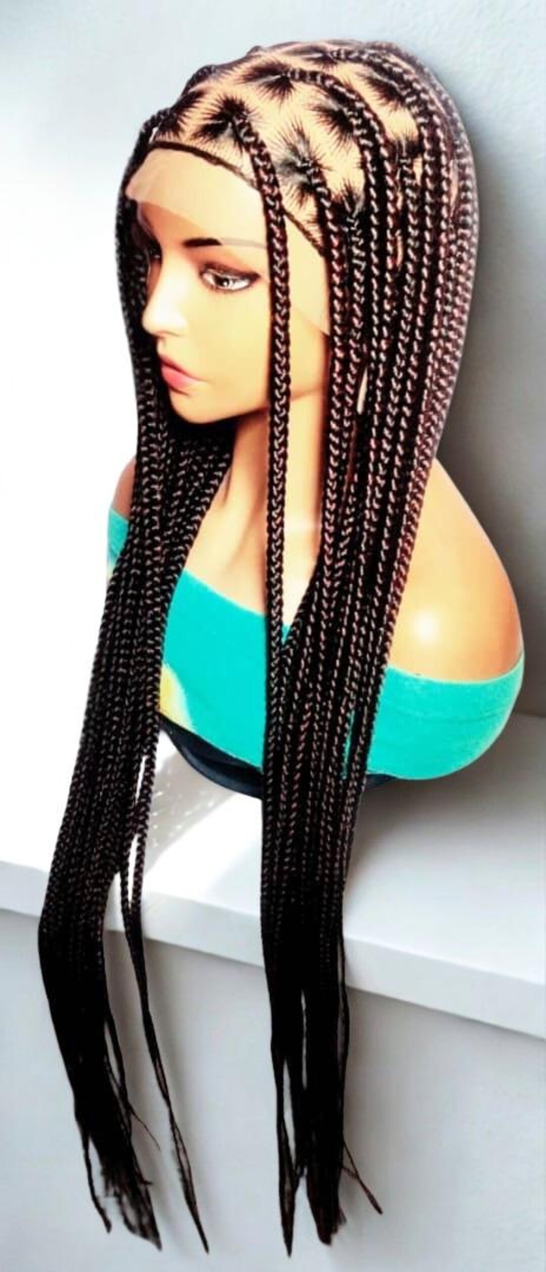 Braided Wig. Large Knotless Braids. Full Lace With Baby Hair. 40in Long ...