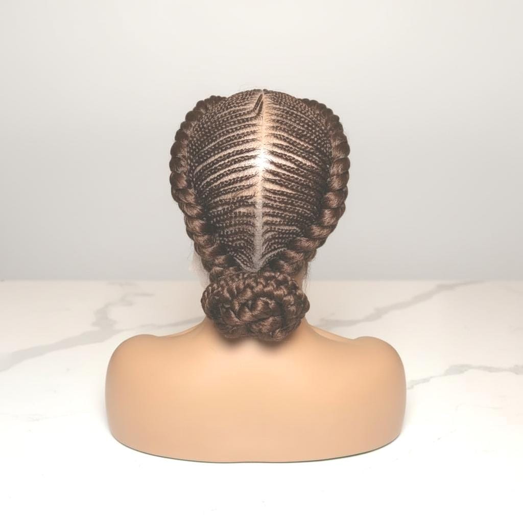 Braided Bun Wig. Ghana Cornrow Braids Full Lace With Baby Hair - Etsy