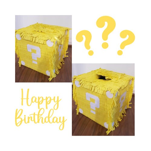 Birthday Mystery Pinata Mario Kids Party Pinatas Mystery Blocks Pinata ...