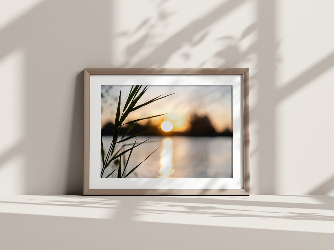 Druckbares Wandbild, "Sommerabend am See", digitales Naturfoto, Sofort ...