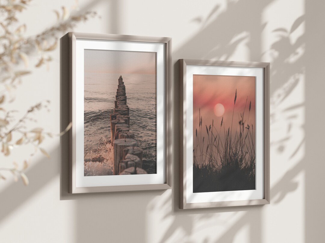 Two Printable Murals, vintage Sea Evening, Digital Nature Photo ...