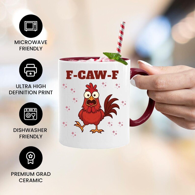 Funny F-CAW-F Chicken Mug – Rude Humour Coffee Cup - Etsy