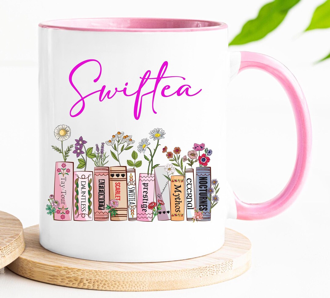 Swiftea Mug Swifty Taylor Merchandise Mug Floral Bookcase Albums Eras ...