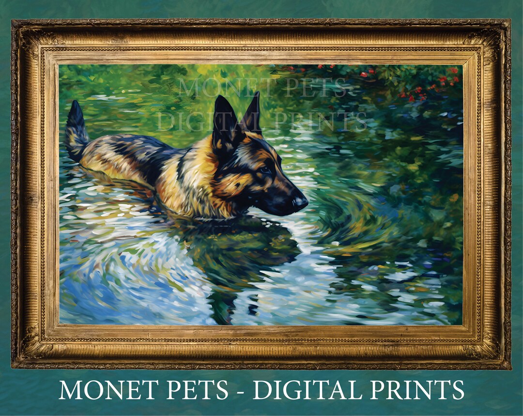 German Shepherd Art Print – Monet Inspired Dog Portrait (digital ...