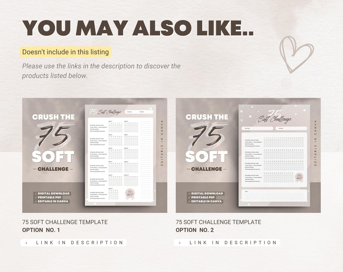 75 Day Soft Challenge Printable Tracker. Self-improvement Goal Tracking ...