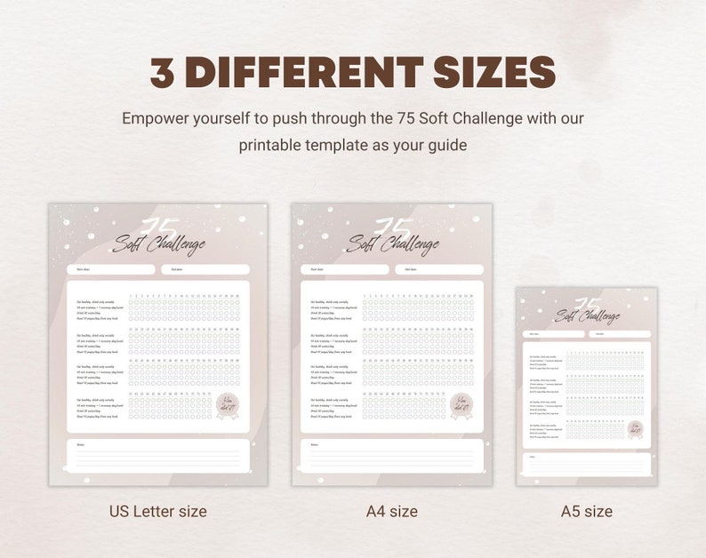 75 Soft Challenge Printable Tracker. Canva Editable Goal Setting Form ...