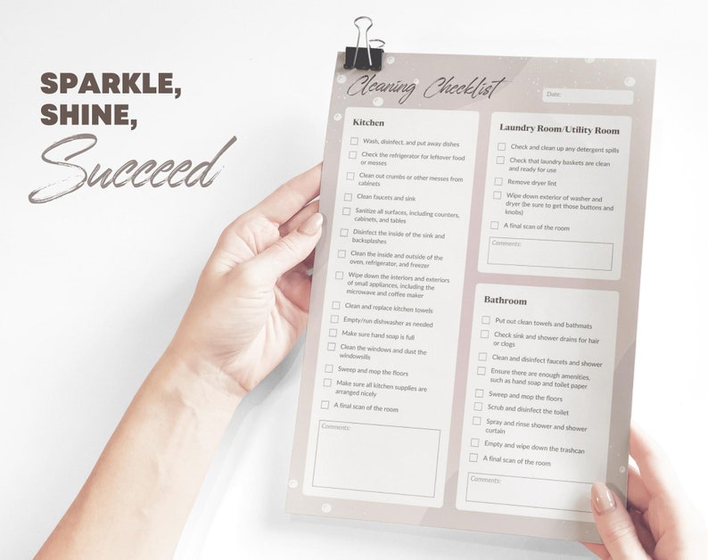 House Cleaning Checklist Printable Template Guide. Weekly Monthly Daily ...