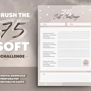 75 Soft Challenge Printable Tracker. Canva Editable Goal Setting Form ...