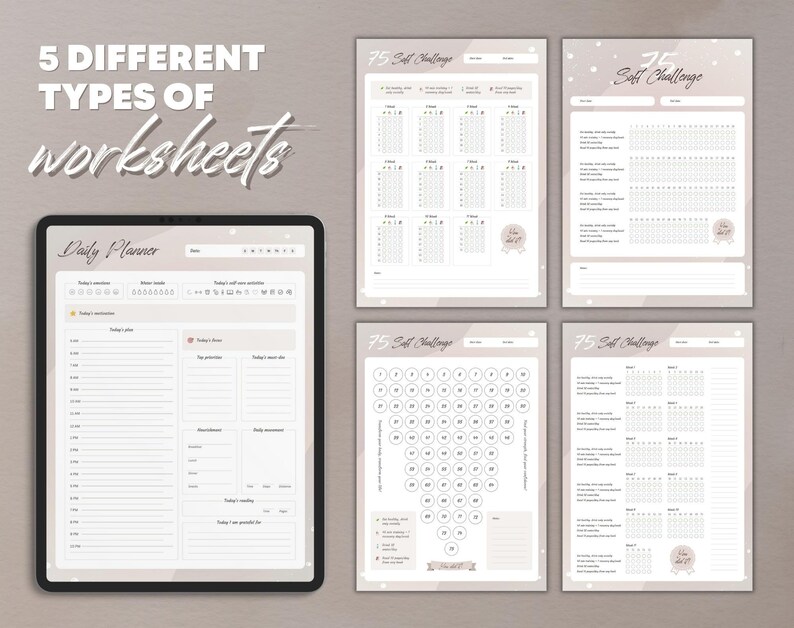 75 Soft Challenge Worksheets Bundle. Goal Setting Forms. Daily Planner ...