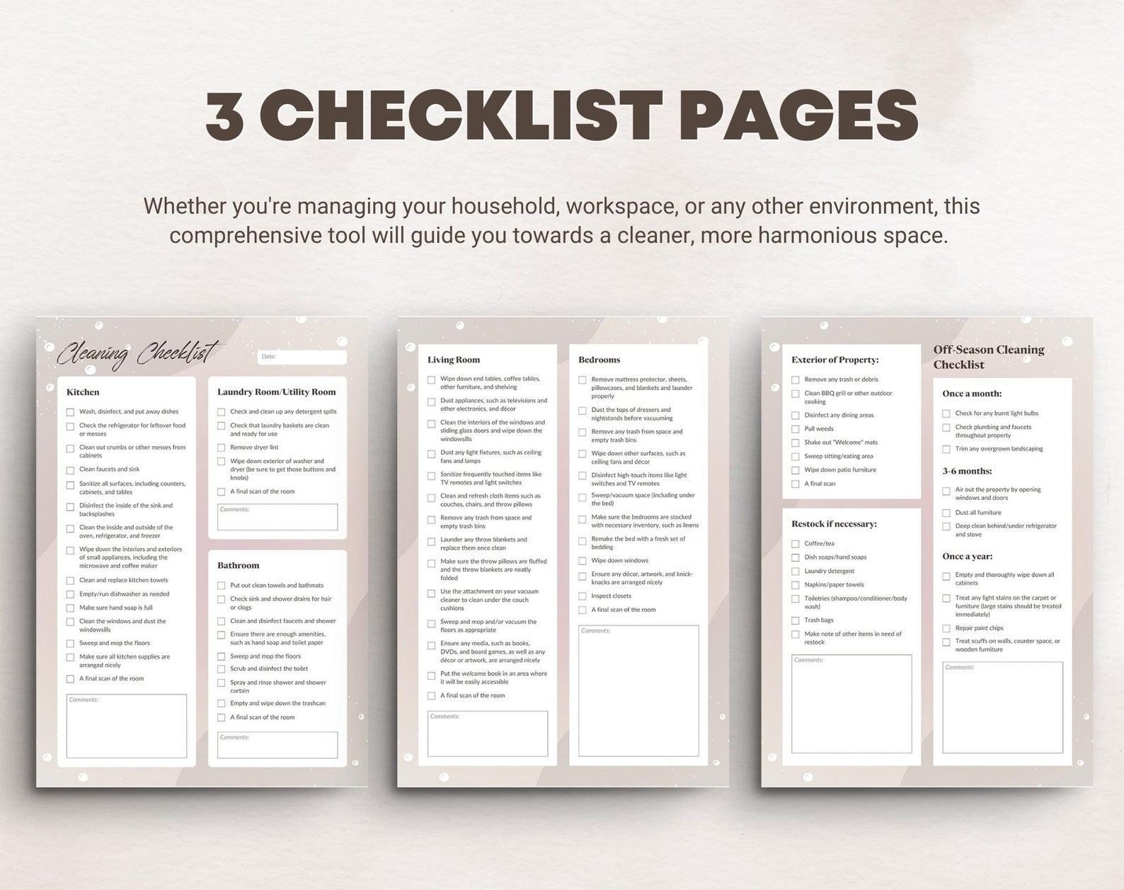 House Cleaning Checklist Printable Template Guide. Weekly Monthly Daily ...