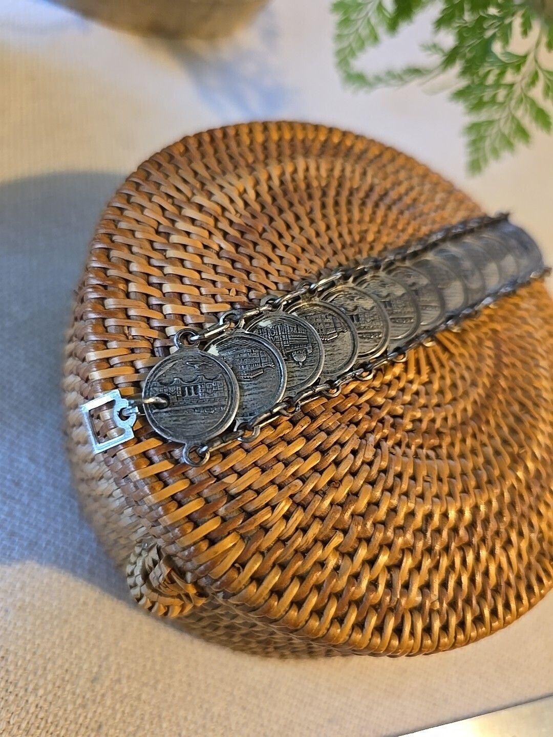 Vintage Italian Coin Bracelet Firenze Italia 7.5" Souvenir Silver - Etsy