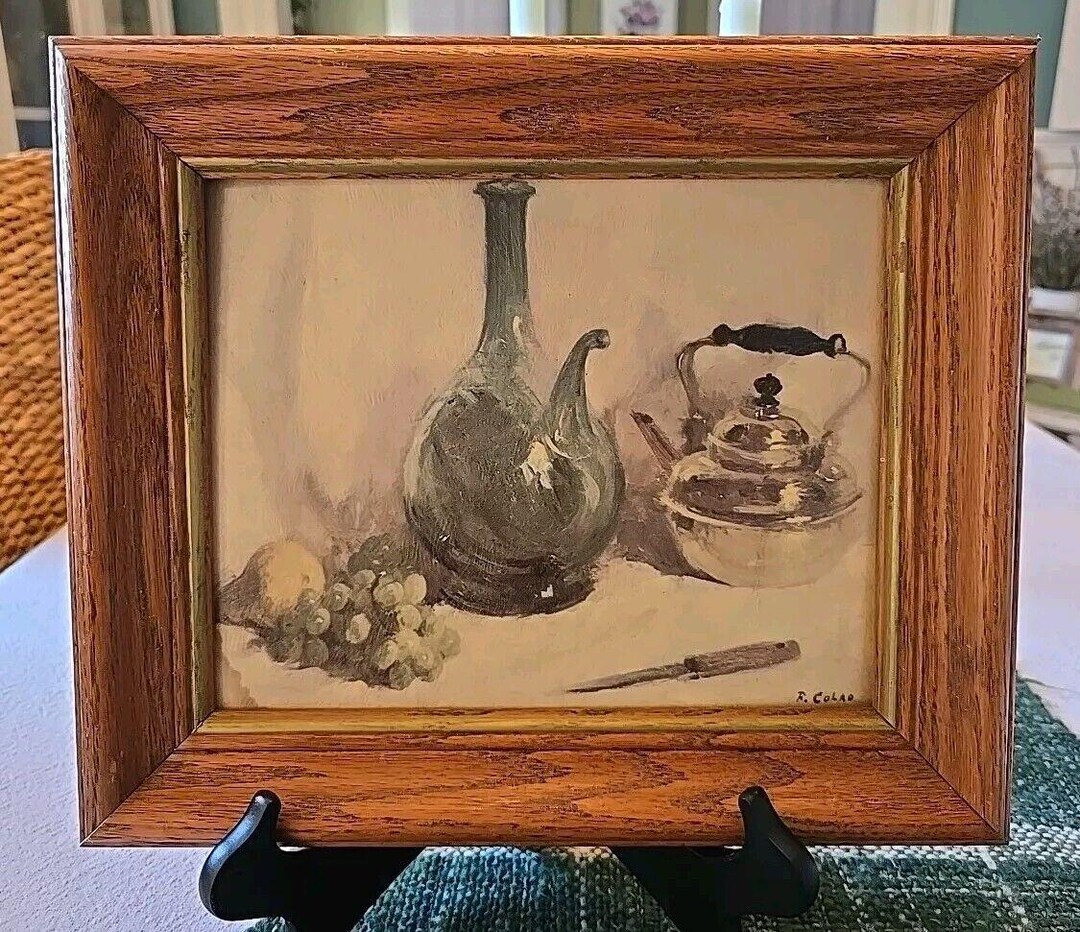 GREEN PITCHER Artwork Art R. Colao Museum Print Painting Cottage Still ...