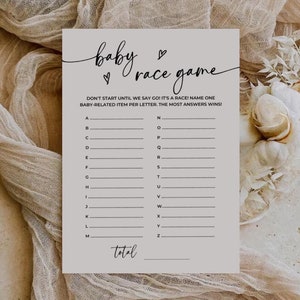 Baby Race Game, Baby Trivia, Modern Baby Shower Game, Baby A-Z Game ...