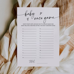 Baby Race Game, Baby Trivia, Modern Baby Shower Game, Baby A-Z Game ...
