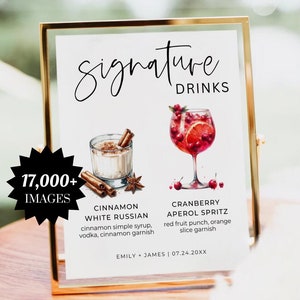 Cocktail Drink Sign, Signature Drink Sign, Wedding Drink Sign, Cocktail ...