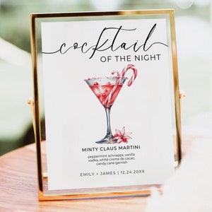 Cocktail of the Night, Signature Drink Sign, Christmas Party Sign ...