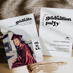 Retro Graduation Invitation, Graduation Announcement, College ...