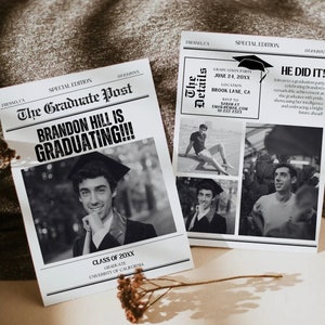 Newspaper Grad Invite, Graduation Announcement, Graduation Invitation ...