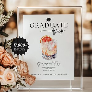 Grad Cocktail Sign, Cocktail Signature Drink Sign, Graduation Signature ...