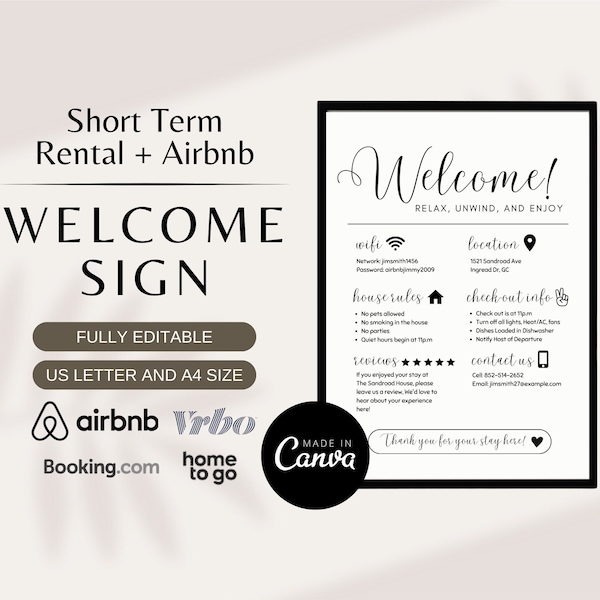 Airbnb Welcome Sign - Etsy