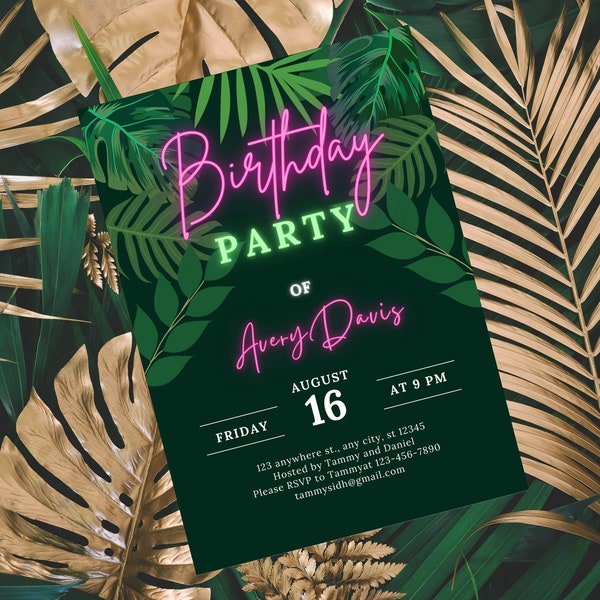 Neon Invitation - Etsy