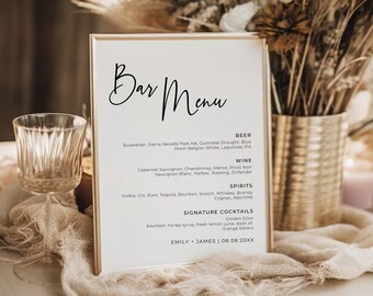 Signature Drink Sign, Bar Sign Wedding, Wedding Bar Menu, Bar Menu ...