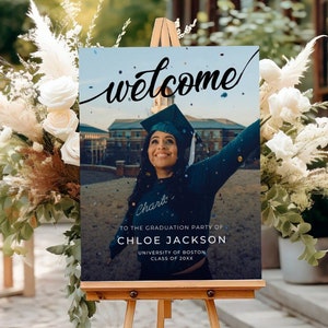 Modern Grad Party Decor, Graduation Photo Sign, Grad Party Decorations ...