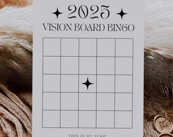 Printable 2025 Bingo Card, 2025 Vision Board Bingo Card, New Year Party ...