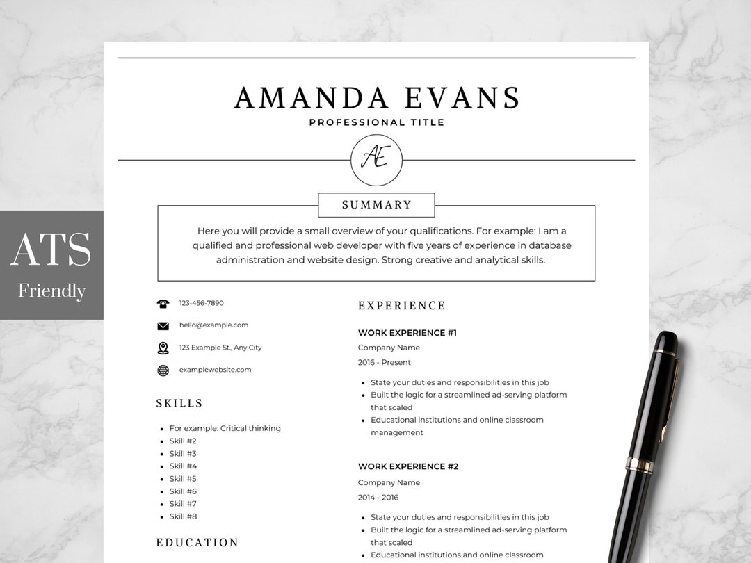 Minimalist Resume Template Google Docs, ATS Friendly Resume Template ...