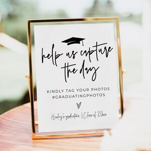 Help Us Capture the Day Graduation Sign, Editable Instax Photo Grad ...
