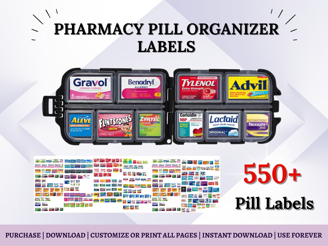 Pharmacy Pill Organizer Labels, Pill Box, Pill Organizer, Pill Case ...