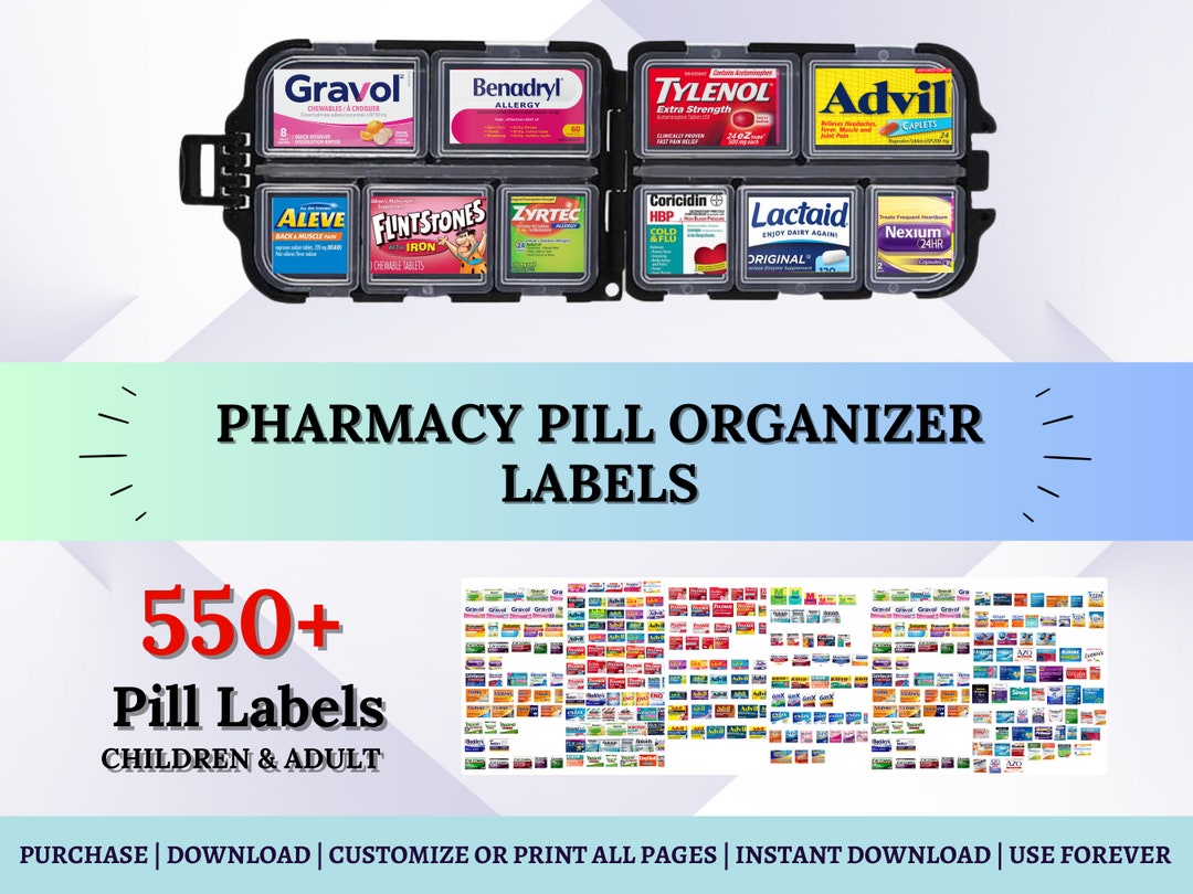 Pill Box, Pill Organizer, Pill Case Labels, Pharmacy Pill Organizer ...