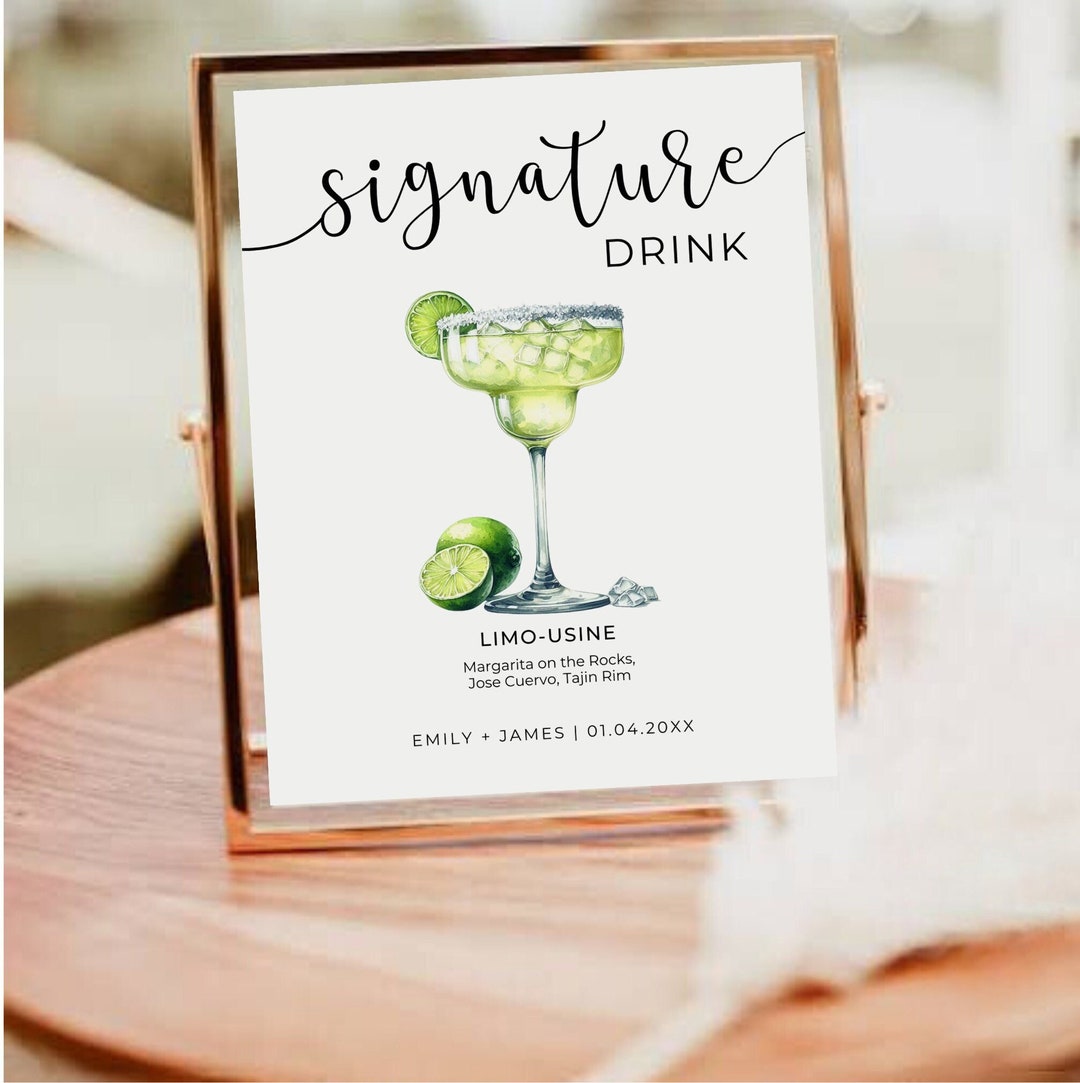Signature Drink Sign, Cocktail Sign, Cocktail Menu, Wedding Drink Sign ...
