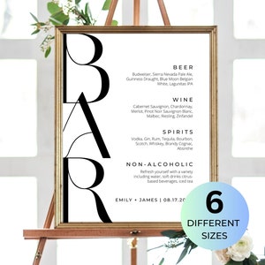 Modern Bar Menu Sign, Wedding Bar Sign, Drink Menu Sign, Wedding Bar ...