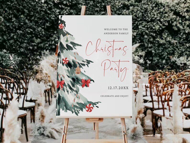 Christmas Party Sign, Welcome Sign Christmas Party, Christmas Party ...