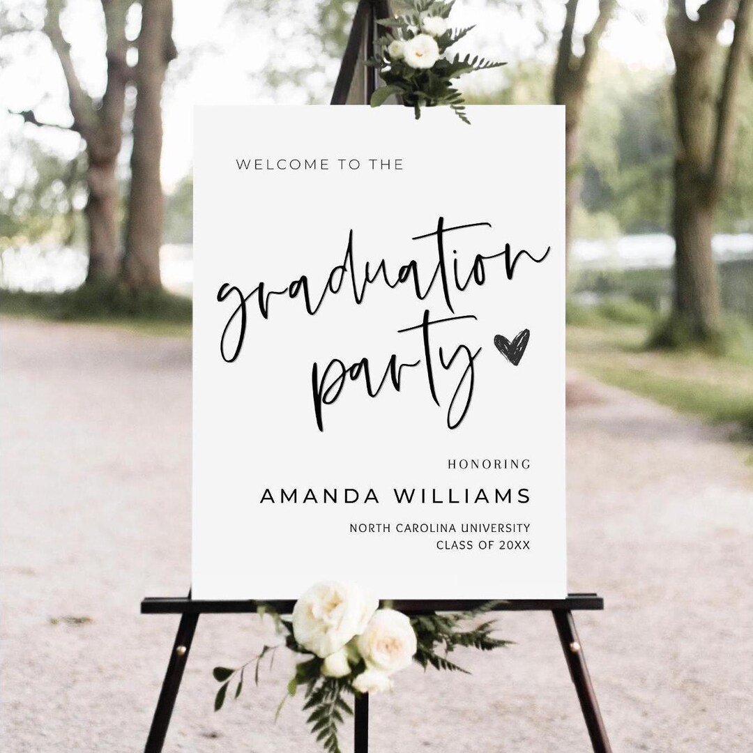 Modern Graduation Welcome Sign, Grad Party Decor, Graduation Decoration ...