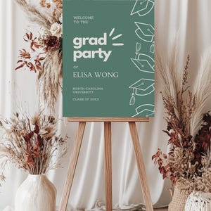 Green Grad Sign, Graduation Decorations 2025, Grad Party Decor, Grad ...