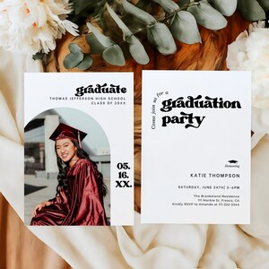 Retro Graduation Invitation, Graduation Announcement, College ...
