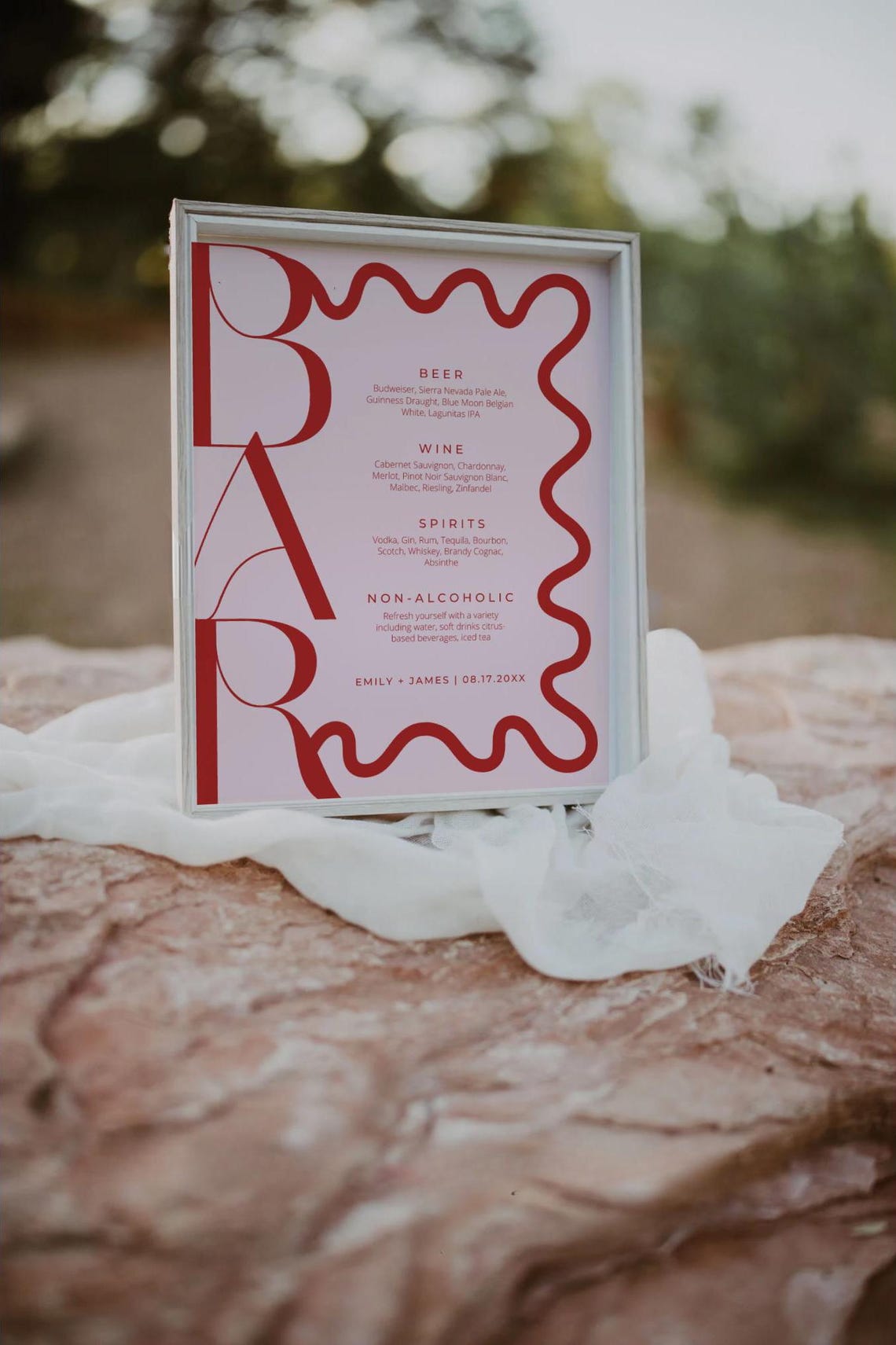 Red Wavy Bar Sign, Wavy Bar Menu, Retro Signature Drink, Cocktail Menu ...