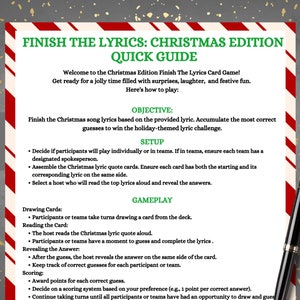 Finish the Lyrics Game, Christmas Games, Christmas Trivia, Games for ...