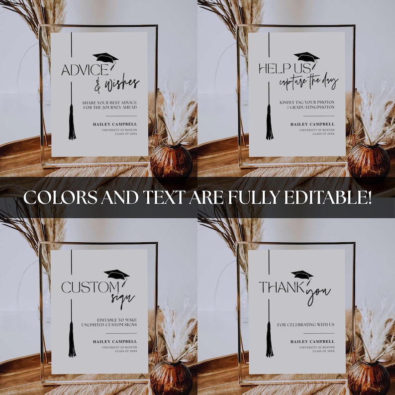 Modern Graduation Sign Bundle, Grad Party Signs, Graduation Cards and ...